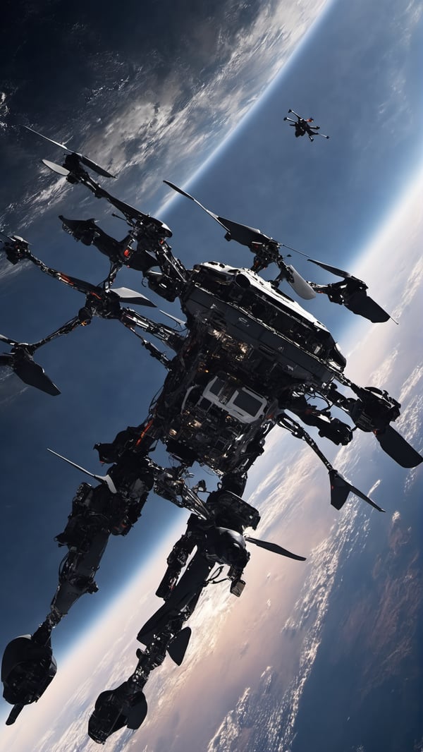 drone war in space,full_body | image created by 𝑨 𝒓 𝒚 | Tensor.Art