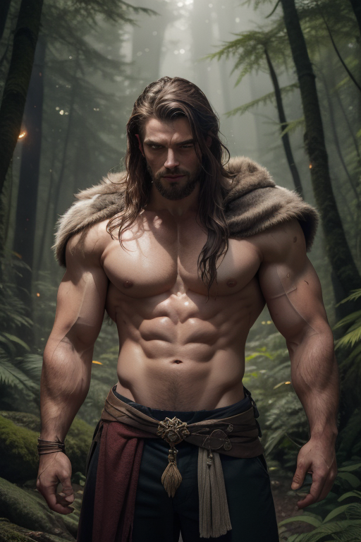 Title: Muscular Druid in the E | image created by cet | Tensor.Art