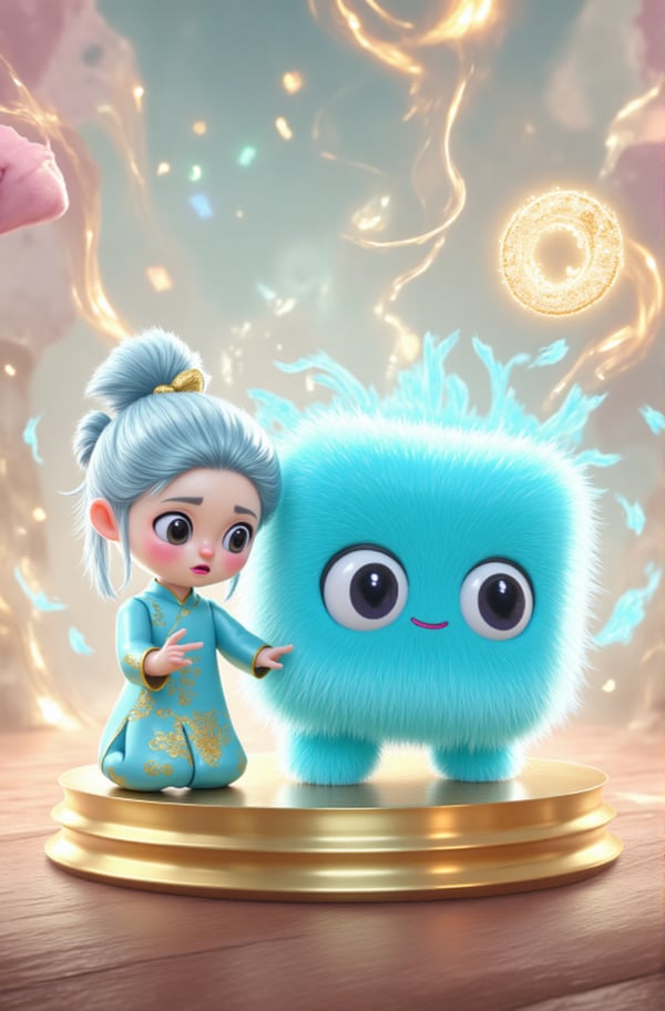 A cute blue square creature na | image created by yeah.Ai | Tensor.Art
