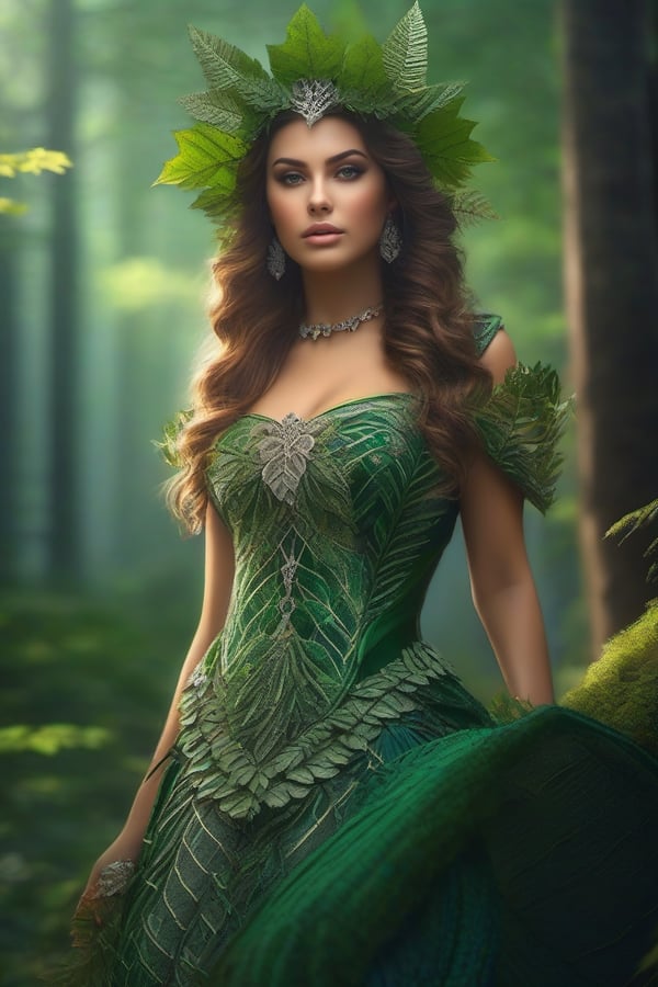 Forest,princess,leaf dress, p | image created by sanjol | Tensor.Art