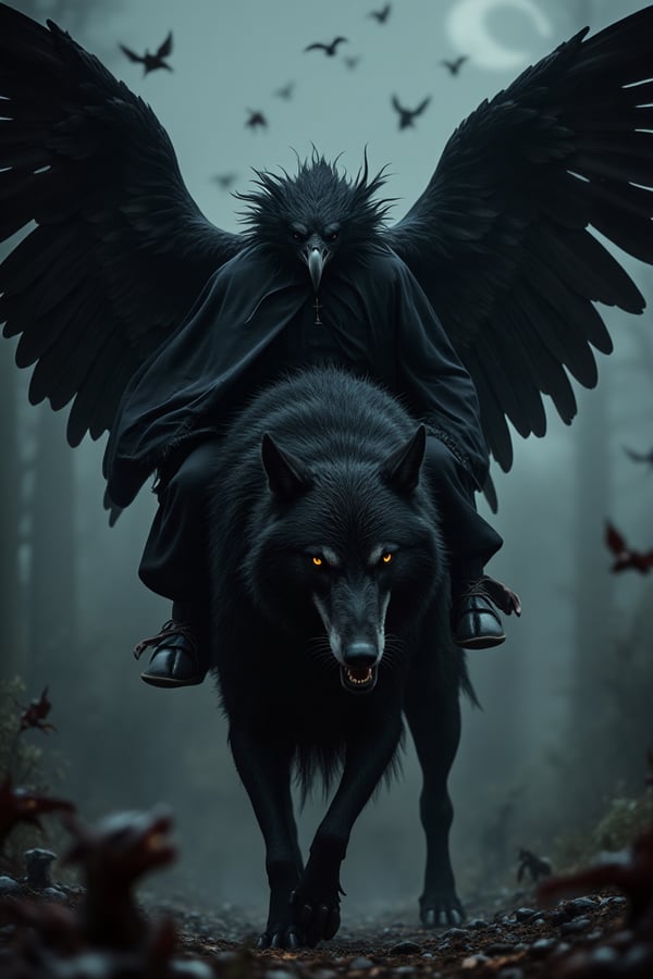 A man dressed as a raven, with | image created by Crowley | Tensor.Art