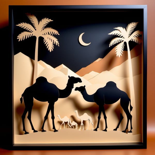 3D papercut shadow box of 2 ca | image created by toufik kj18 | Tensor.Art