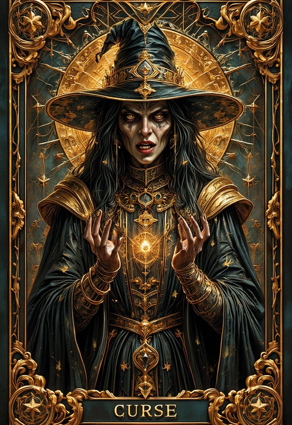 334-6 (Tarot Card - Curse) | image created by Draqulore | Tensor.Art
