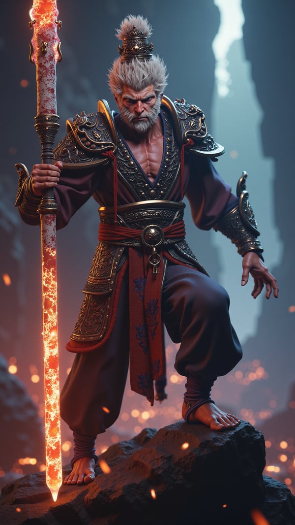 Wukong wields the mythic long | image created by ChugAx | Tensor.Art