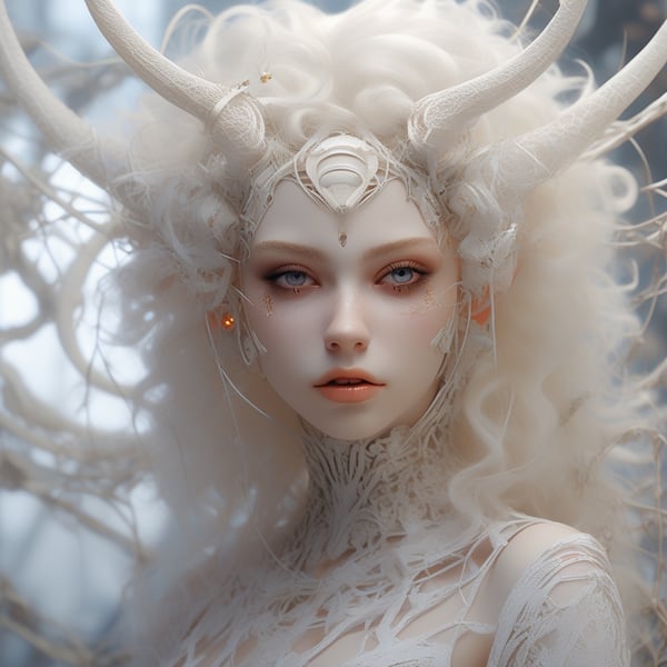 albino demon girl with letharg | image created by Amigos | Tensor.Art