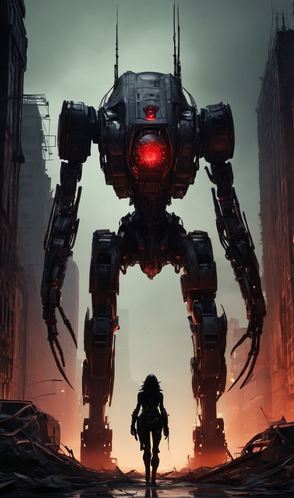 Facing A Mechanical Terror! | image created by cc | Tensor.Art