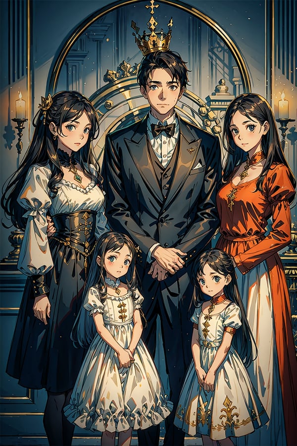 Family photo of King Queen and | image created by Aquafleur | Tensor.Art