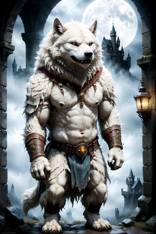 Cute white werwolf images of v | image created by レオナルドくま | Tensor.Art