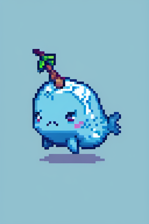Cute narwhal pixel art | image created by Reaper | Tensor.Art