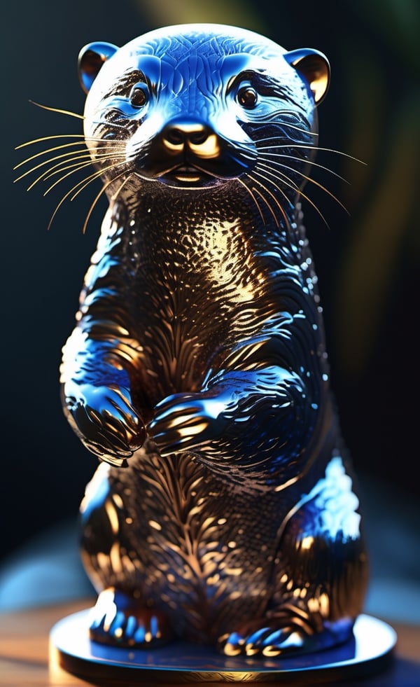 crystal Otter statue, back lit | image created by Salimsk80 | Tensor.Art