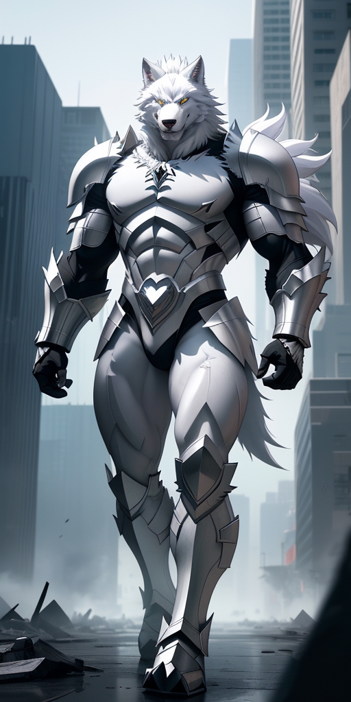 White wolf monster, huge body, | image created by user ...