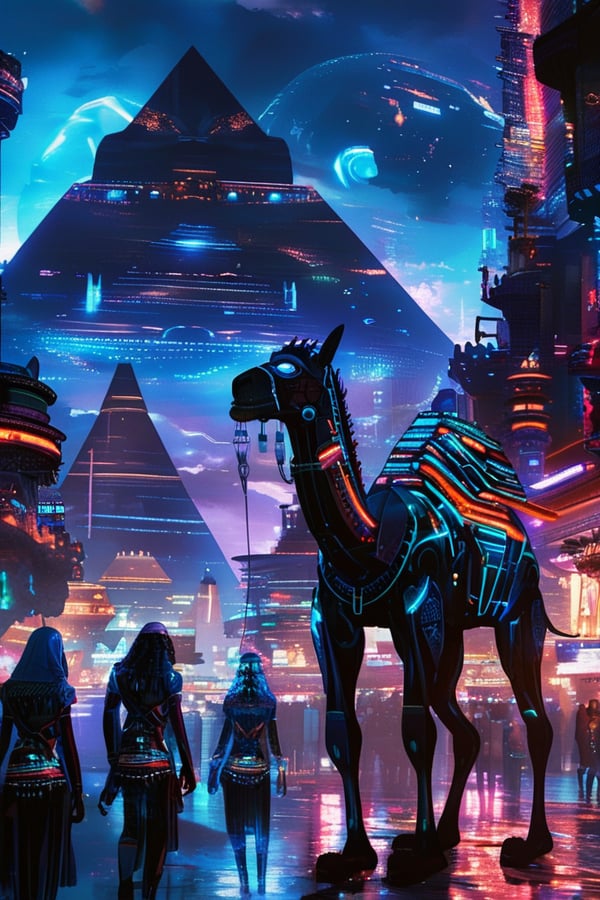 Cyberpunk Ancient Egypt: | image created by TracQuoc | Tensor.Art
