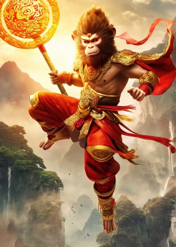 sun wukong, monkey king, movie | image created by Hen | Tensor.Art