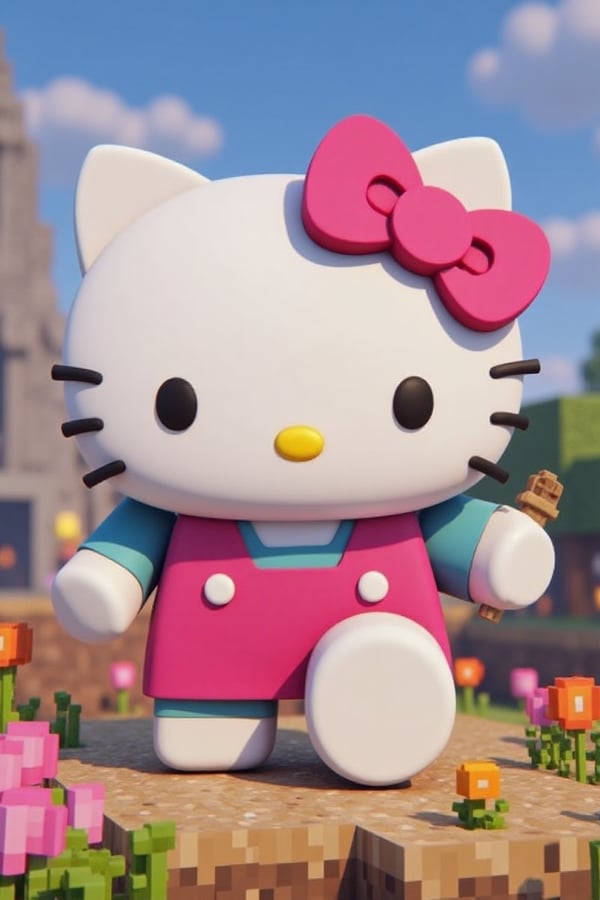 hello kitty (character),Minecr | image created by TNK | Tensor.Art