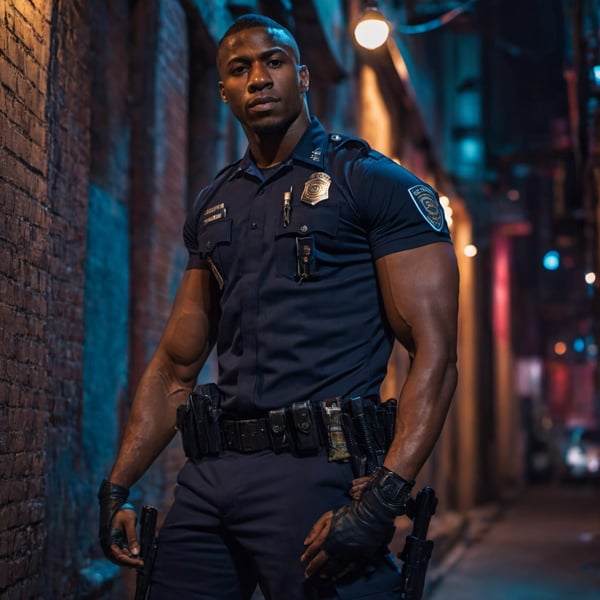 police, light and dark | image created by inkrainbow | Tensor.Art
