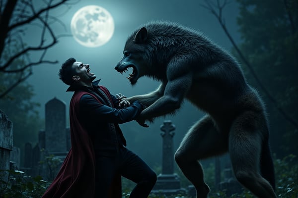 Vampire vs Werewolf | image created by Ilaadrien | Tensor.Art