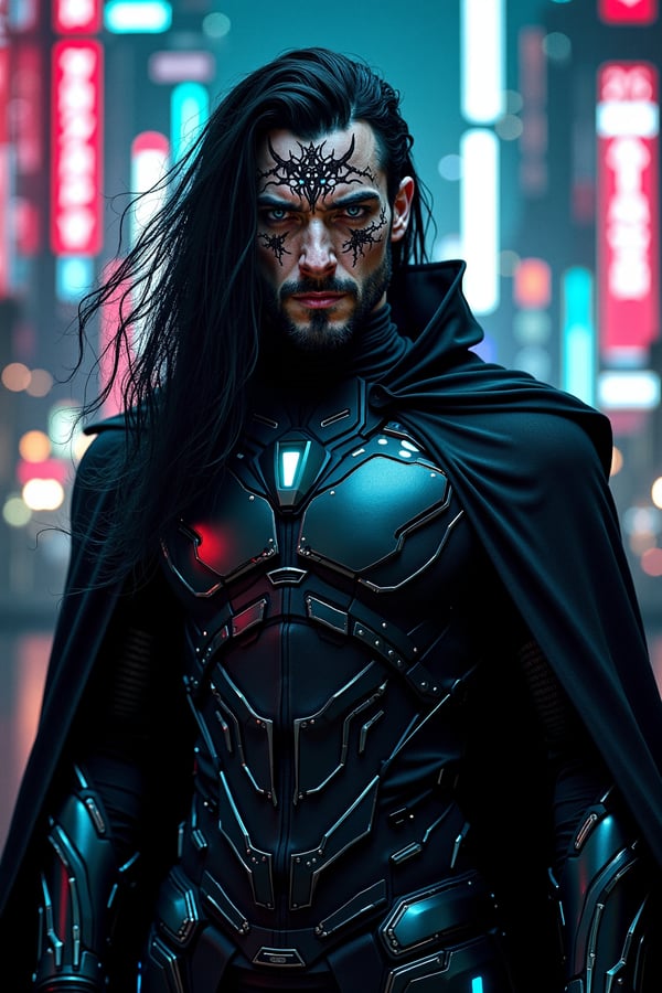 1man,cyber dark hero, a cyborg | image created by maehara | Tensor.Art