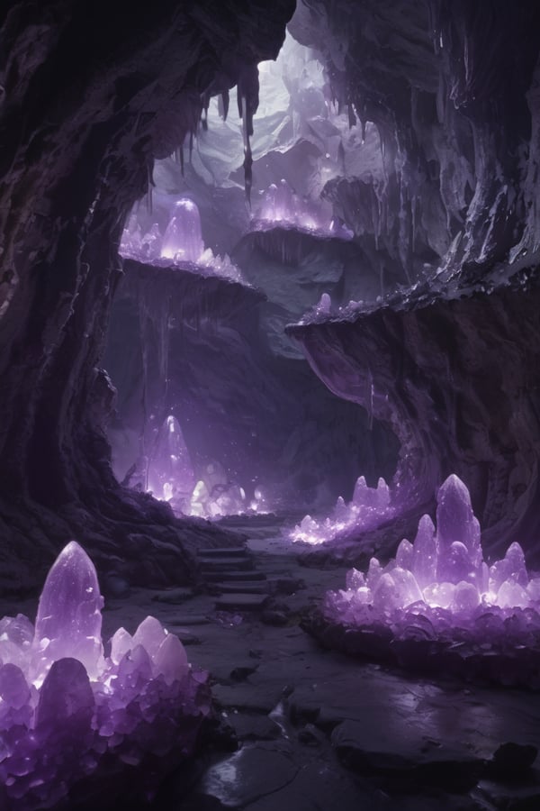 Magical amethyst cave with gem | image created by maehara | Tensor.Art