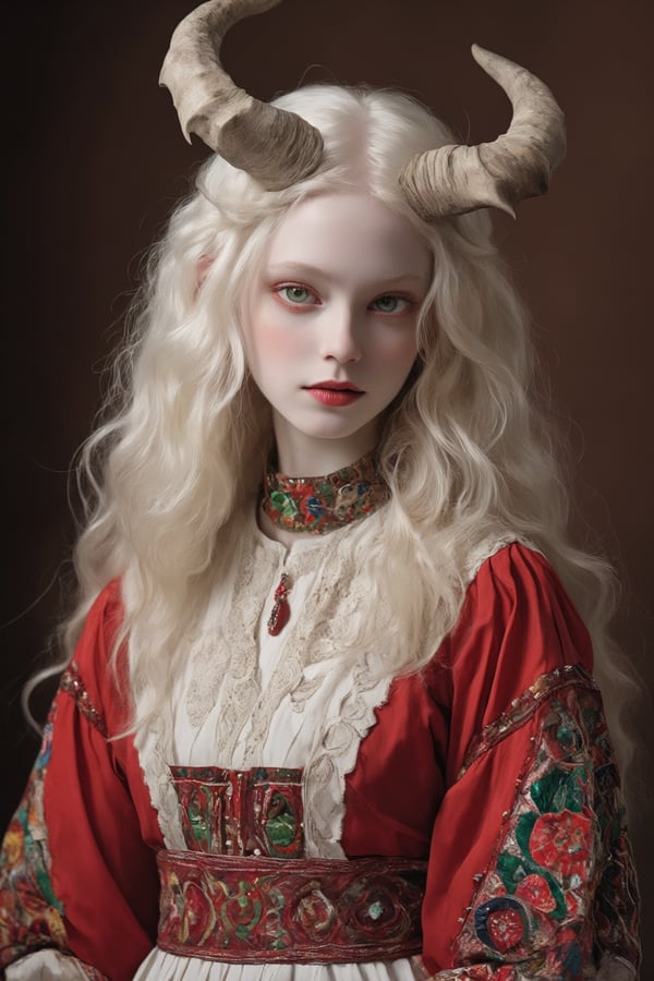 An albino devil girl (long int | image created by maehara | Tensor.Art