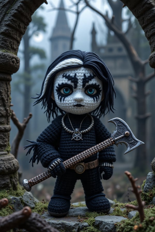 cute amigurumi black metal mus | image created by maehara | Tensor.Art