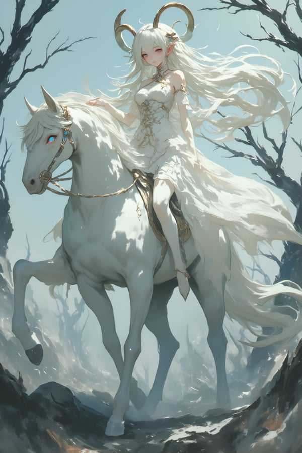 An ethereal albino demon girl, | image created by maehara | Tensor.Art
