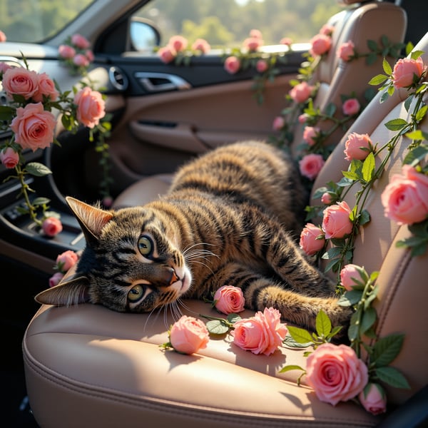 Car interior filled with bloom | image created by maehara | Tensor.Art