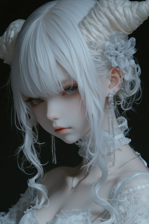 1GIRL ,albino demon girl with | image created by maehara | Tensor.Art