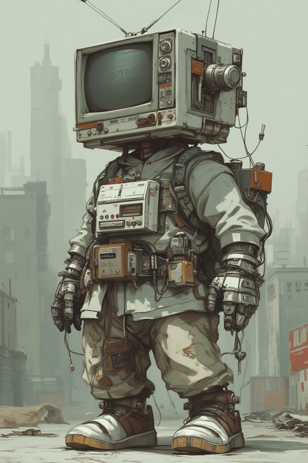 Retro-futuristic TV head robot | image created by maehara | Tensor.Art