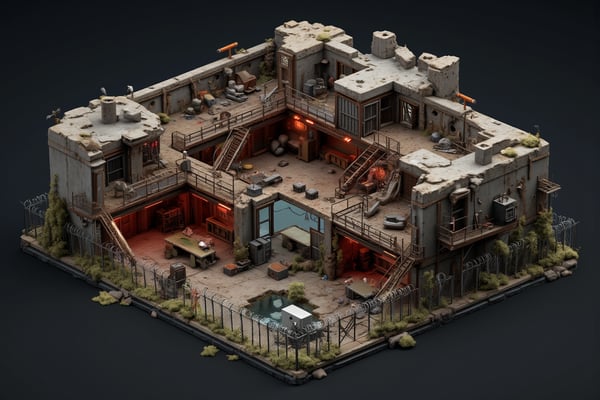 An isometric diorama of a post | image created by maehara | Tensor.Art