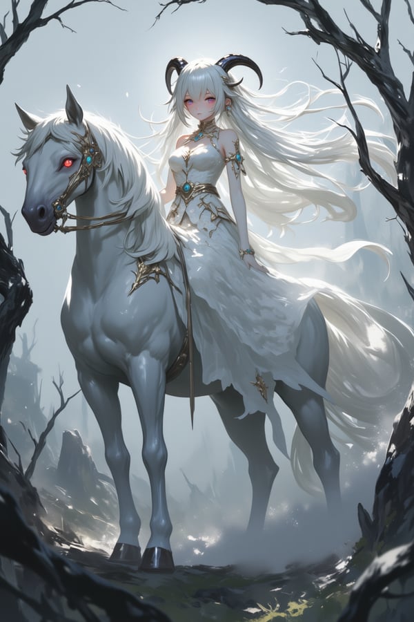 An ethereal albino demon girl, | image created by maehara | Tensor.Art