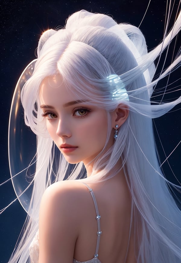 reflective hair of a beautiful | image created by King2099 | Tensor.Art