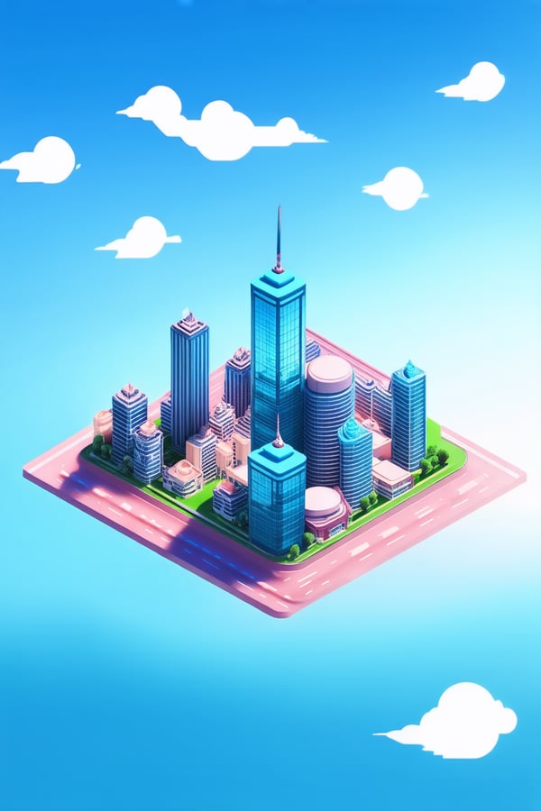 isometric view, Modernist city | image created by acc-n | Tensor.Art