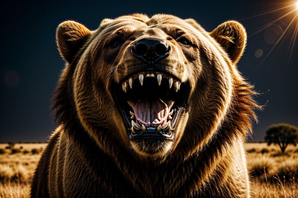 Close-up bear in roaring pose, | image created by Chongas | Tensor.Art