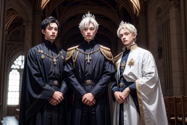 Three brothers, black hair, wh | image created by Chronicler | Tensor.Art