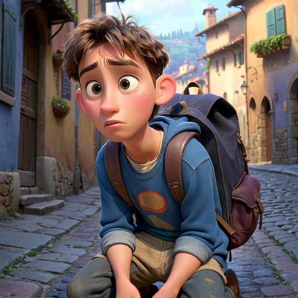 young, sad, Pixar syle | image created by Widi | Tensor.Art