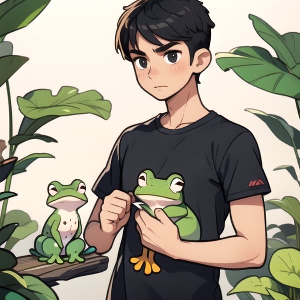 Boy with his frog | image created by evo_es2 | Tensor.Art