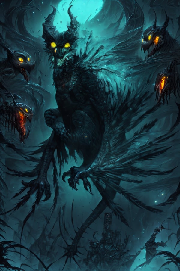 Owl demon, owl, monster, devil | image created by Wishcat | Tensor.Art