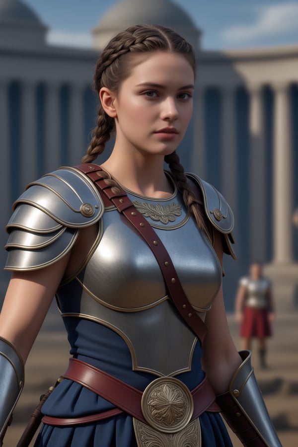 Female Roman soldier, braided | image created by Servibot | Tensor.Art