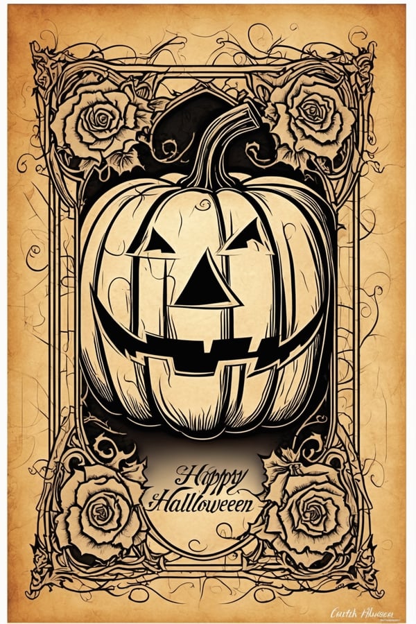 Gothic Greetings: Carved Pumpk | image created by Shopon_skp | Tensor.Art