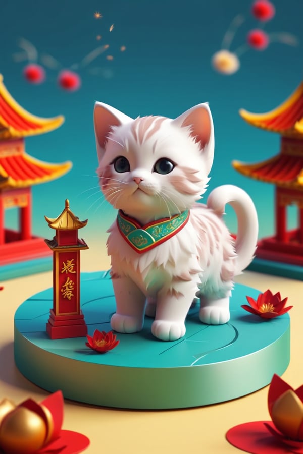 (3D isometric render of cute) | image created by Cute cats 😻 | Tensor.Art