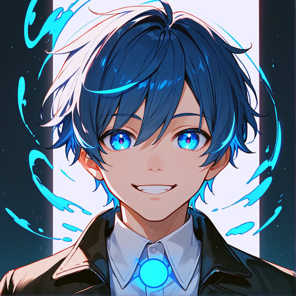blue haired Boy | image created by Aria_786 | Tensor.Art