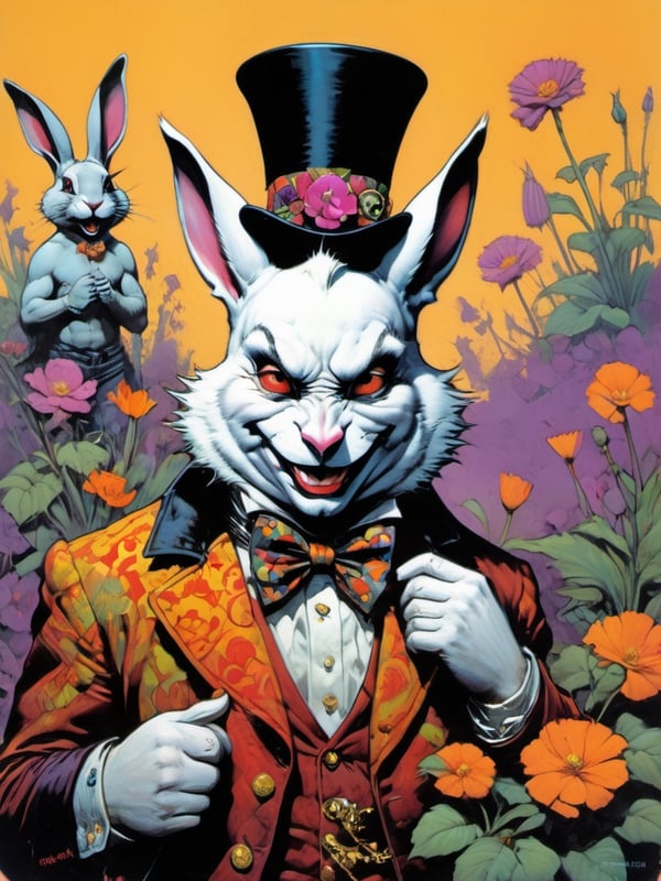 white rabbit with many baby ra | image created by Tavitaniko | Tensor.Art