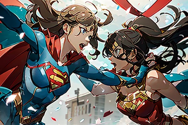 Anime Supergirl x Wonder Woman | image created by AegeA | Tensor.Art