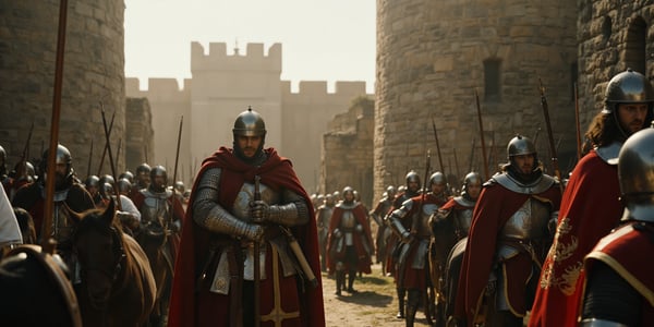 Medieval Army outside a castle | image created by Whimsical Artist ...
