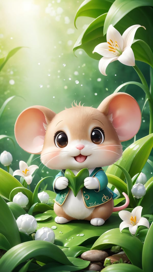 cute mouse with lily | image created by Grace Jian ai | Tensor.Art