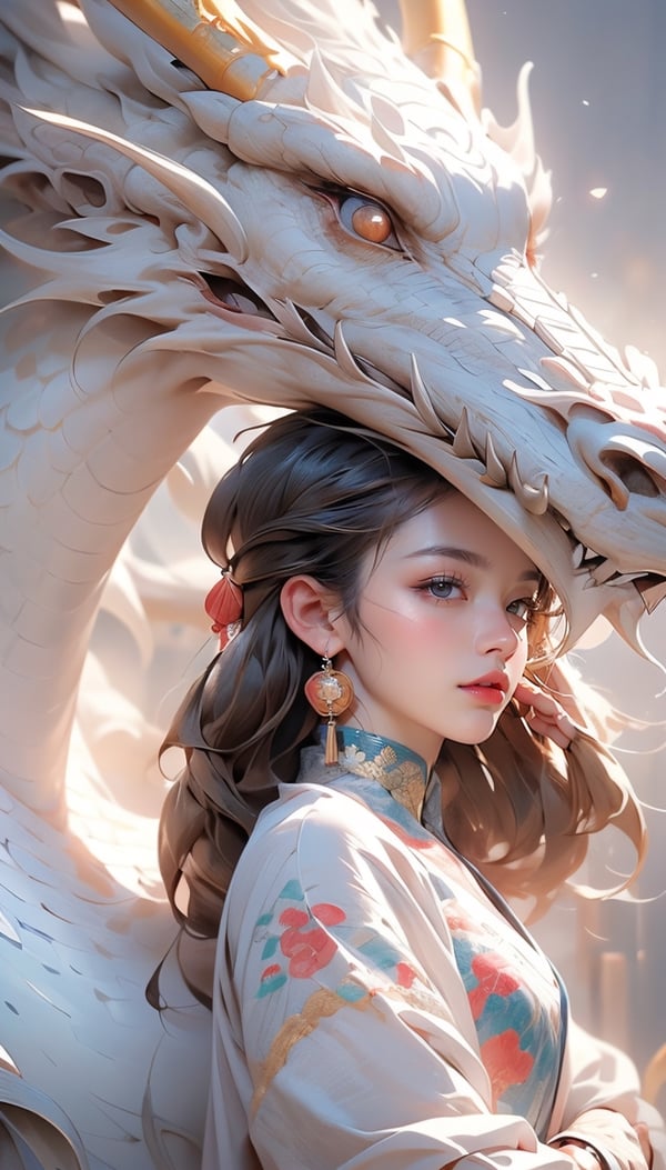 A beautiful girl and a dragon | image created by xm887 | Tensor.Art