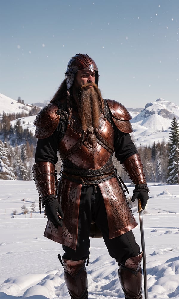 middle-aged warrior, with a l | image created by Unique | Tensor.Art