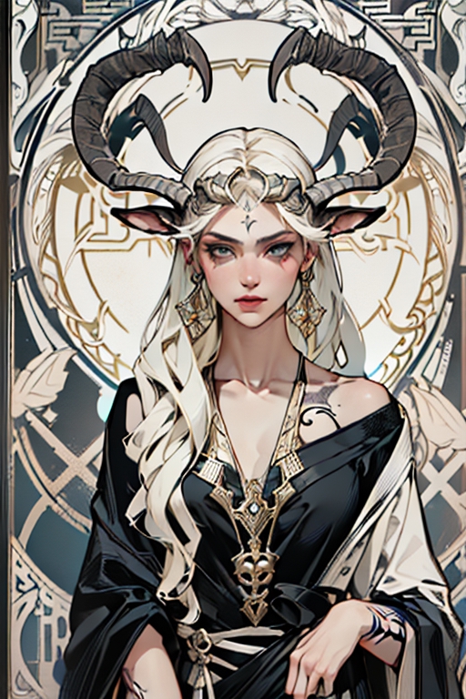A Mature woman with goat horns | image created by user ...
