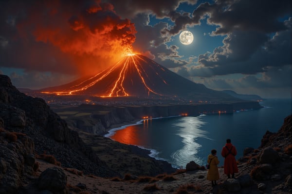 Red hot lava of Mount Vesuvius | image created by doorskim | Tensor.Art
