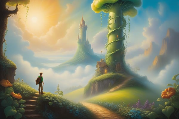 Jack and Beanstalk | image created by doorskim | Tensor.Art